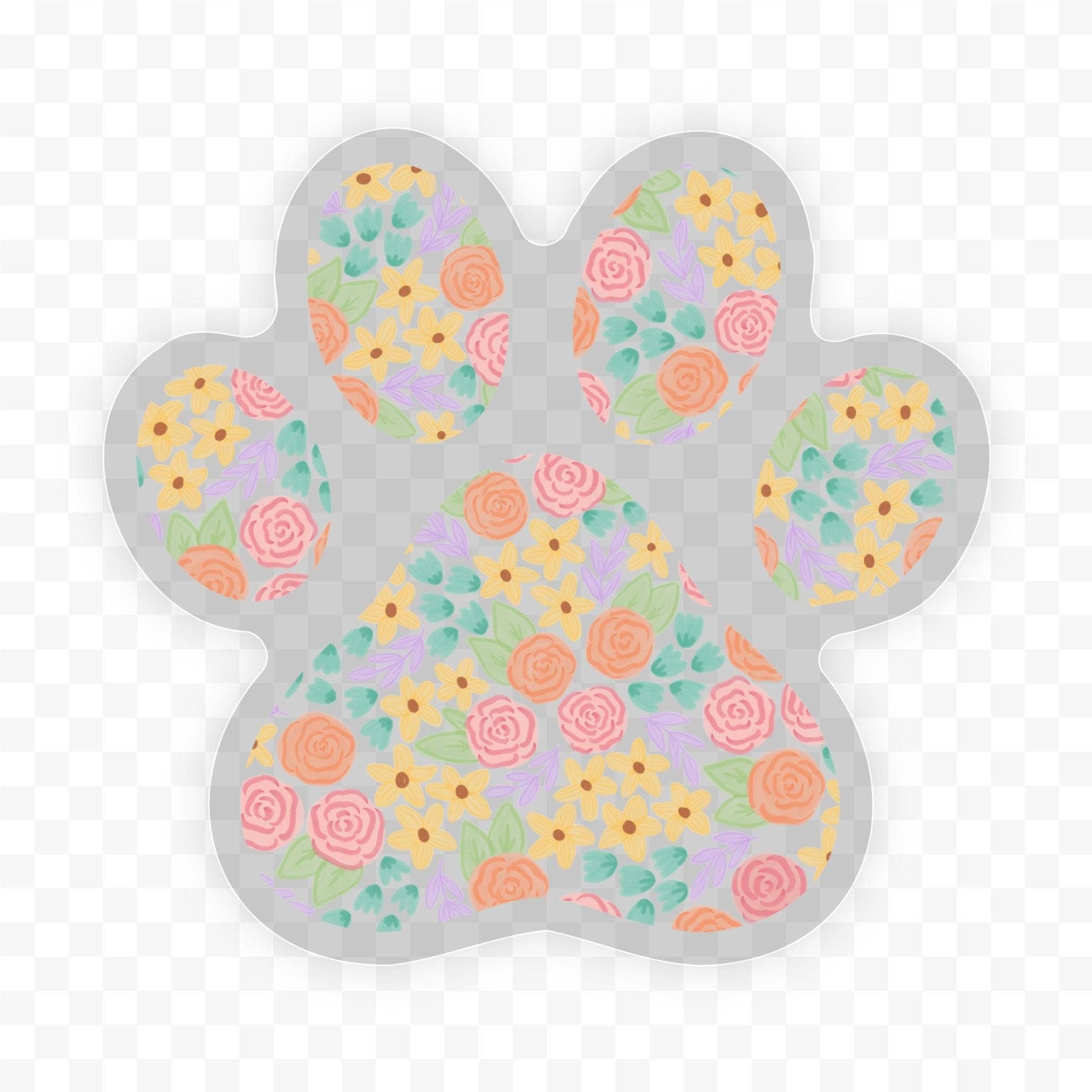 Cute Floral Paw Print Clear Sticker | Leila Bakery & Cafe